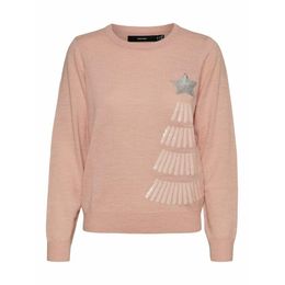 V&eacute;ro Moda VERO MODA Pullover 'Tree' Damen Gr&ouml;&szlig;e XL apricot / silber