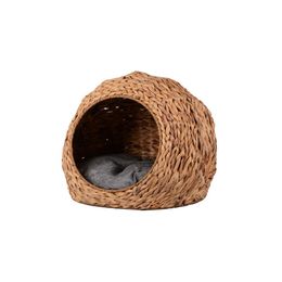 UNUS Haustierkorb Kugelform natur 55x42 cm rund Kissen Hund und Katze in Grau | Gr.: onesize