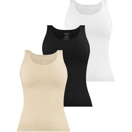 Janice 3 x Damen Top Nazca in Beige/Schwarz/Wei&szlig; | Gr.: XS/S