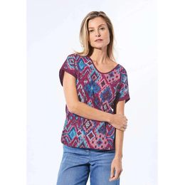GOLDNER Shirt aus Effektgarn in sangria / blau / gemustert | Gr.: 44