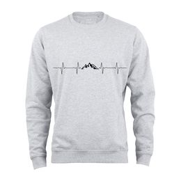 Cotton Prime Sweatshirt 'Pulsschlag Berge' Herren Gr&ouml;&szlig;e S graumeliert / schwarz