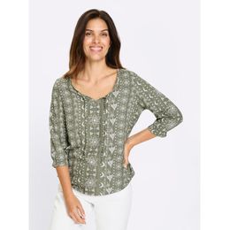 Sieh an! 3/4-Arm-Bluse in khaki-ecru-bedruckt | Gr.: 48