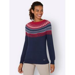 WITT WEIDEN Norwegerpullover in nachtblau-kirsche-gemustert | Gr.: 40