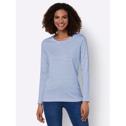 WITT WEIDEN Shirt in bleu-ecru-geringelt | Gr.: 46