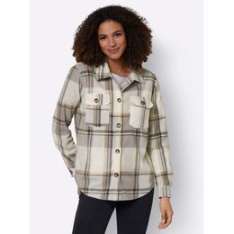 WITT WEIDEN Fleece-Bluse in champagner-steingrau-kariert | Gr.: 54
