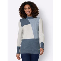 WITT WEIDEN Langarm-Pullover in rauchblau-ecru-meliert | Gr.: 40