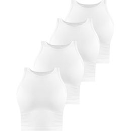 Janice 4 x Damen crop Top hochgeschlossen Niah in Wei&szlig; | Gr.: M/L