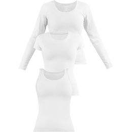 Janice Damen Shirt 3-er Set (Top, Kurzarmshirt und Langarmshirt) in Wei&szlig; | Gr.: XS/S