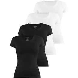 Janice 4 x Damen T-Shirt Nysa in Schwarz/Wei&szlig; | Gr.: M/L