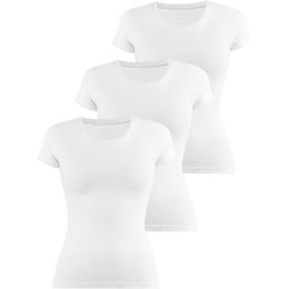 Janice 3 x Damen T-Shirt Nysa in Wei&szlig; | Gr.: M/L