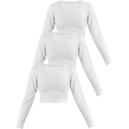 Janice 3 x Damen crop Langarmshirt Nerja in Wei&szlig; | Gr.: XL/XXL