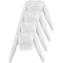 Janice 4 x Damen crop Langarmshirt Nerja in Wei&szlig; | Gr.: XL/XXL