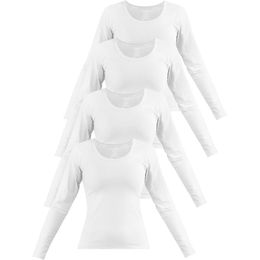 Janice 4 x Damen Langarmshirt Nimes in Wei&szlig; | Gr.: XS/S