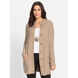 WITT WEIDEN Ajour-Strickjacke in beige-ecru-meliert | Gr.: 44
