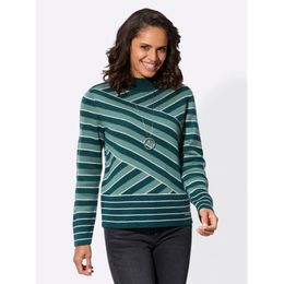 WITT WEIDEN Stehkragen-Pullover in jade-ecru-geringelt | Gr.: 46