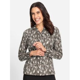 WITT WEIDEN Poloshirt in taupe-graphit-bedruckt | Gr.: 42