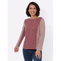 WITT WEIDEN Langarmshirt in kirsche-elfenbein-geringelt | Gr.: 40