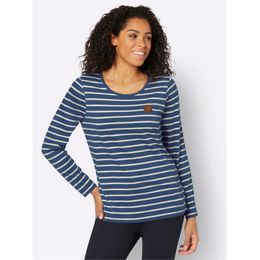 WITT WEIDEN Shirt in jeansblau-ecru-gestreift | Gr.: 44