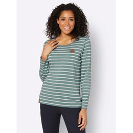 WITT WEIDEN Shirt in jade-ecru-gestreift | Gr.: 44