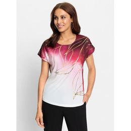 WITT WEIDEN Shirt in dunkelrot-goldfarben-bedruckt | Gr.: 36