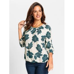 WITT WEIDEN Bluse in champagner-petrol-bedruckt | Gr.: 52
