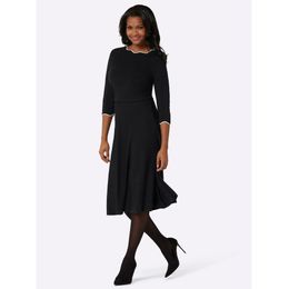 WITT WEIDEN Strickkleid in schwarz-champagner-gemustert | Gr.: 40