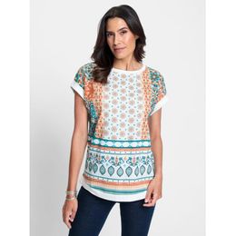 WITT WEIDEN Kurzarmshirt in apricot-salbei-bedruckt | Gr.: 40