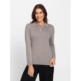 WITT WEIDEN Polopullover in taupe-meliert | Gr.: 50