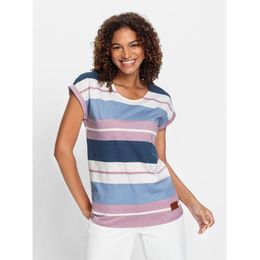 WITT WEIDEN Print-Shirt in mauve-dunkelblau-geringelt | Gr.: 50