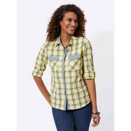 WITT WEIDEN Karo-Bluse in sonnengelb-wei&szlig;-kariert | Gr.: 50