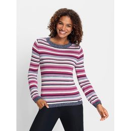 WITT WEIDEN Langarm-Pullover in marine-magenta-geringelt | Gr.: 36