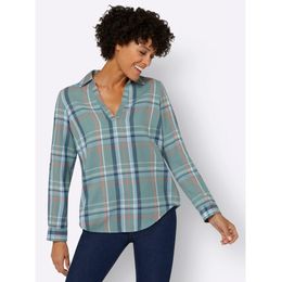 WITT WEIDEN Flanell-Bluse in dunkelblau-jade-meliert | Gr.: 40