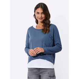WITT WEIDEN 2-in-1-Shirt in jeansblau-wei&szlig; | Gr.: 46