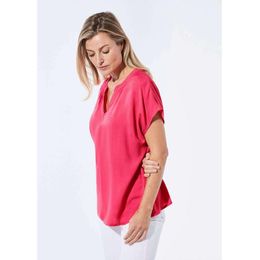 GOLDNER Kurzgr&ouml;&szlig;e: Bluse Bluse mit Tunika Ausschnitt in pink | Gr.: 20