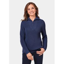 GOLDNER Pullover Sportiver Troyer mit Baumwollanteil in marine | Gr.: 46