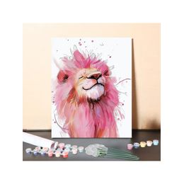 ARTNANAS DIY Malen nach Zahlen Set-"Rosenl&ouml;we" | Gr.: 40x50cm mit Keilrahmen nicht ges