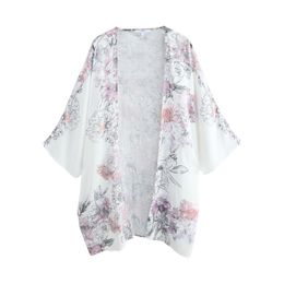 next Kimono Damen Gr&ouml;&szlig;e 4XL/5XL lila / pfirsich / schwarz / wei&szlig;