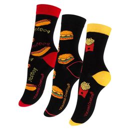 Vincent Creation Socken 'Fast Food' Damen Gr&ouml;&szlig;e 36/40 gelb / orange / rot / schwarz