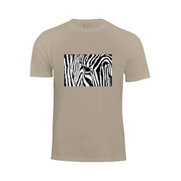 Cotton Prime T-Shirt 'Black & White Zebra Eye' Herren Gr&ouml;&szlig;e XL beige / schwarz / wei&szlig;