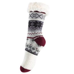 Yenita Socken Damen Gr&ouml;&szlig;e 36/41 grau / bordeaux / schwarz / wollwei&szlig;
