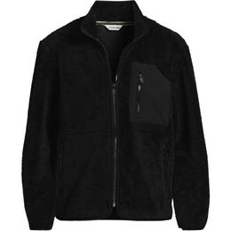 LANDS' END Aktiv Wolkenfleece-Jacke, Herren,  Schwarz, Baumwolle/Polyester, by Lands' End
