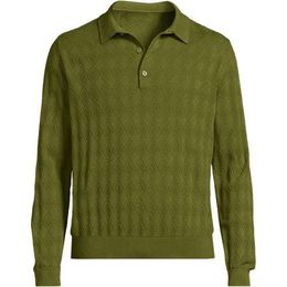 LANDS' END Feinstrick-Poloshirt, Herren,  Gr&uuml;n, Baumwolle, by Lands' End