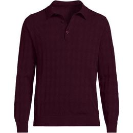 LANDS' END Feinstrick-Poloshirt, Herren,  Rot, Baumwolle, by Lands' End