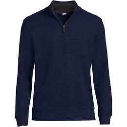 LANDS' END Zipper-Pullover aus Bedford-Ripp, Herren,  Blau, Baumwolle, by Lands' End