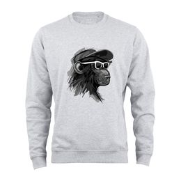 Cotton Prime Sweatshirt 'Cool Monkey mit Brille ' Herren Gr&ouml;&szlig;e M grau / dunkelgrau / wei&szlig;