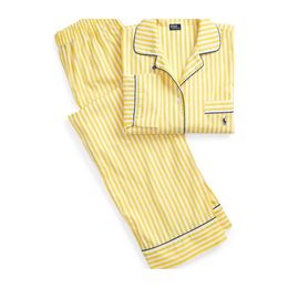 Polo Ralph Lauren Pyjama ' Madison PJ Set - Shirting Stripes ' Damen Größe XL navy / gelb / weiß Winterkleid