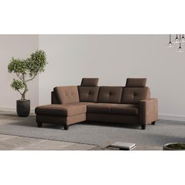 Places of Style Ecksofa &raquo;Varese&laquo; wahlweise mit Bettfunktion und Bettkasten braun 100% Polyester