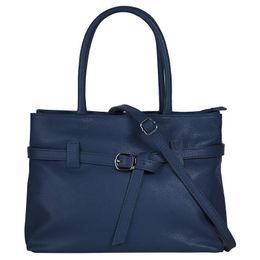 CLUTY Henkeltasche echt Leder, Made in Italy blau