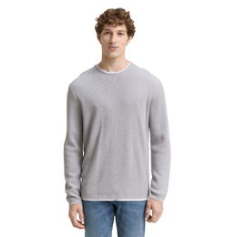 Tom Tailor Denim Strickpullover mit 2-in-1 Ausschnitt Light Stone Grey Melange XXL XXL Strickpullover von Tom Tailor Denim