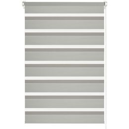 Gardinia Doppelrollo &raquo;Easyfix&laquo; halbtransparent Sichtschutz mit Bohren/ohne Bohren freih&auml;ngend segmentweise gewebter Stoff hellgrau Obermaterial:...